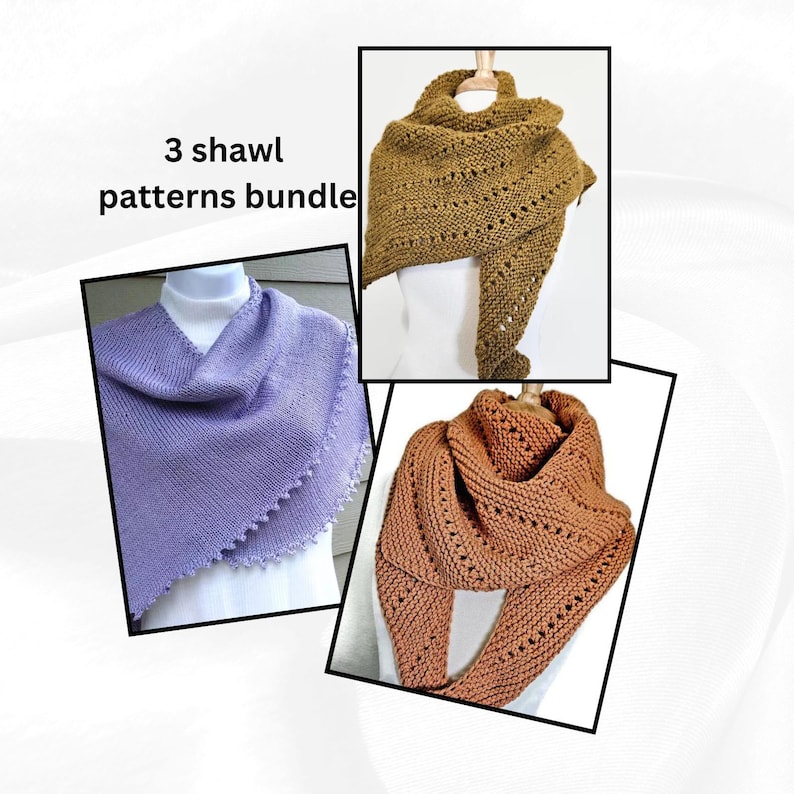 3 Best-selling Basic Shawl Patterns Bundle: Top-down Picot Shawl, Wide ...