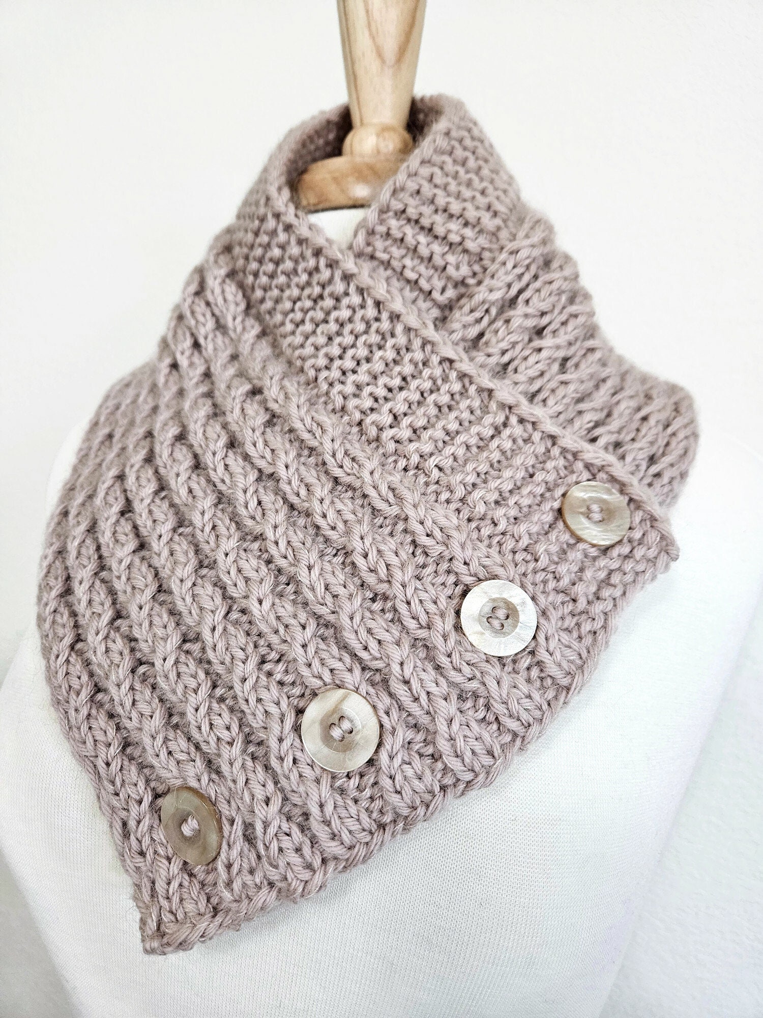 Button Neck Cowl Knitting Pattern for Men or Women, Advanced Beginner ...