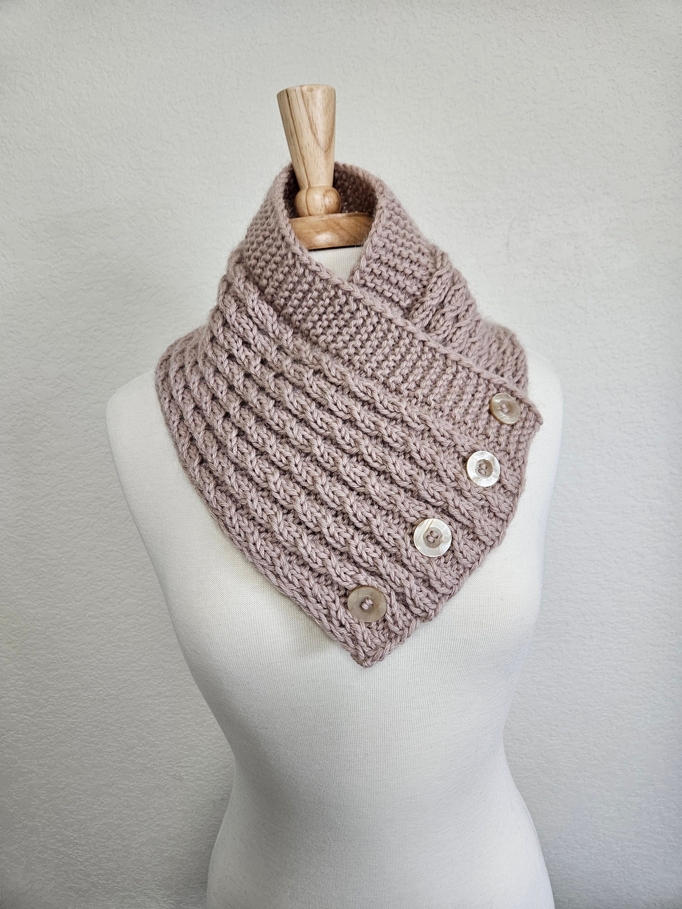 Button Neck Cowl Knitting Pattern for Men or Women, Advanced Beginner ...