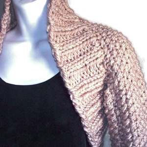 Plus Size Chunky Long Sleeve Shrug - PDF KNITTING PATTERN - Moss ...