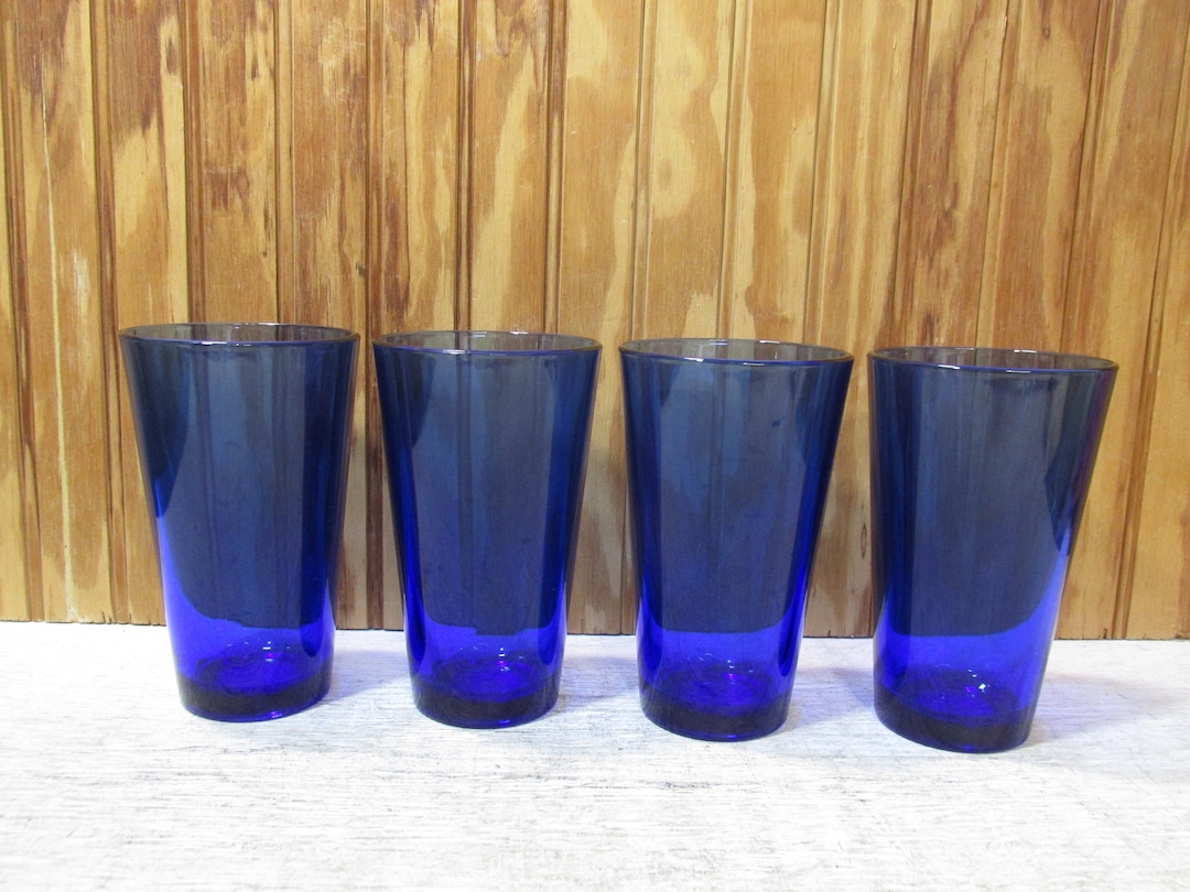 Vintage Set of 4 Libbey Charisma Pint Glasses Cobalt Blue - Etsy