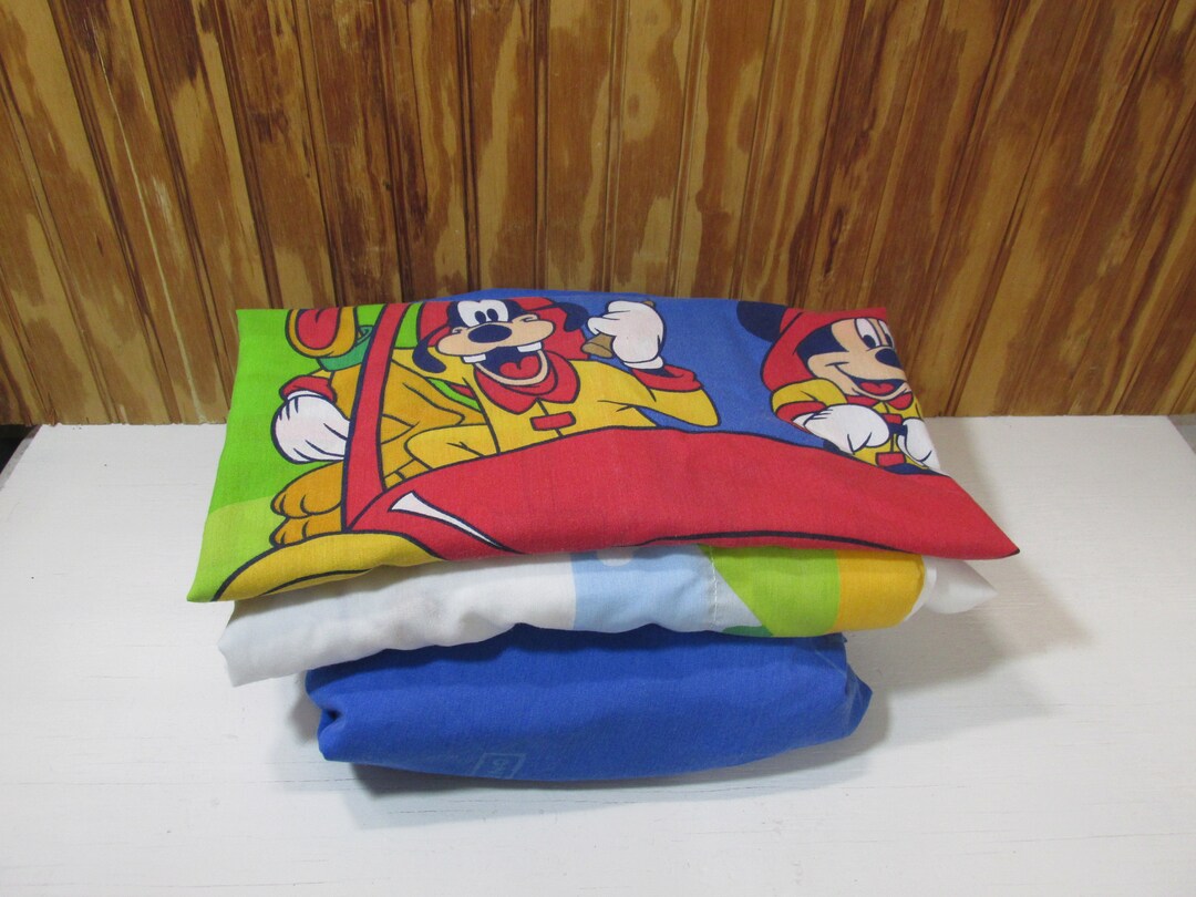 Vintage 1990's Mickey Mouse, Goofy and Pluto Fire Fighter TWIN Sheet ...