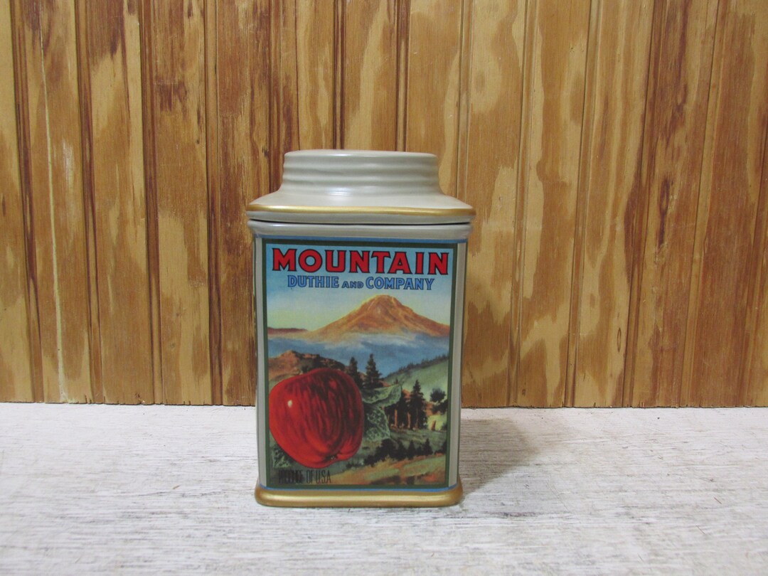Vintage Oneida Kitchen Ceramic Vintage Label Kitchen Canister Mountain ...