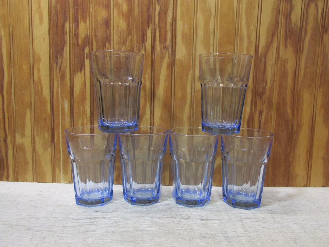 Vintage Set of 6 Libbey Gibraltar Misty Blue Flat Ice Tea Glasses- Cups ...