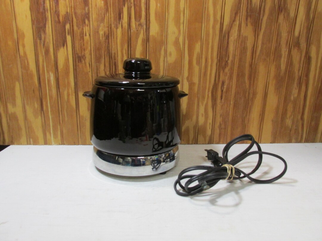 Vintage West Bend Ceramic Bean Pot With Warming Base- Brown Crock Pot ...