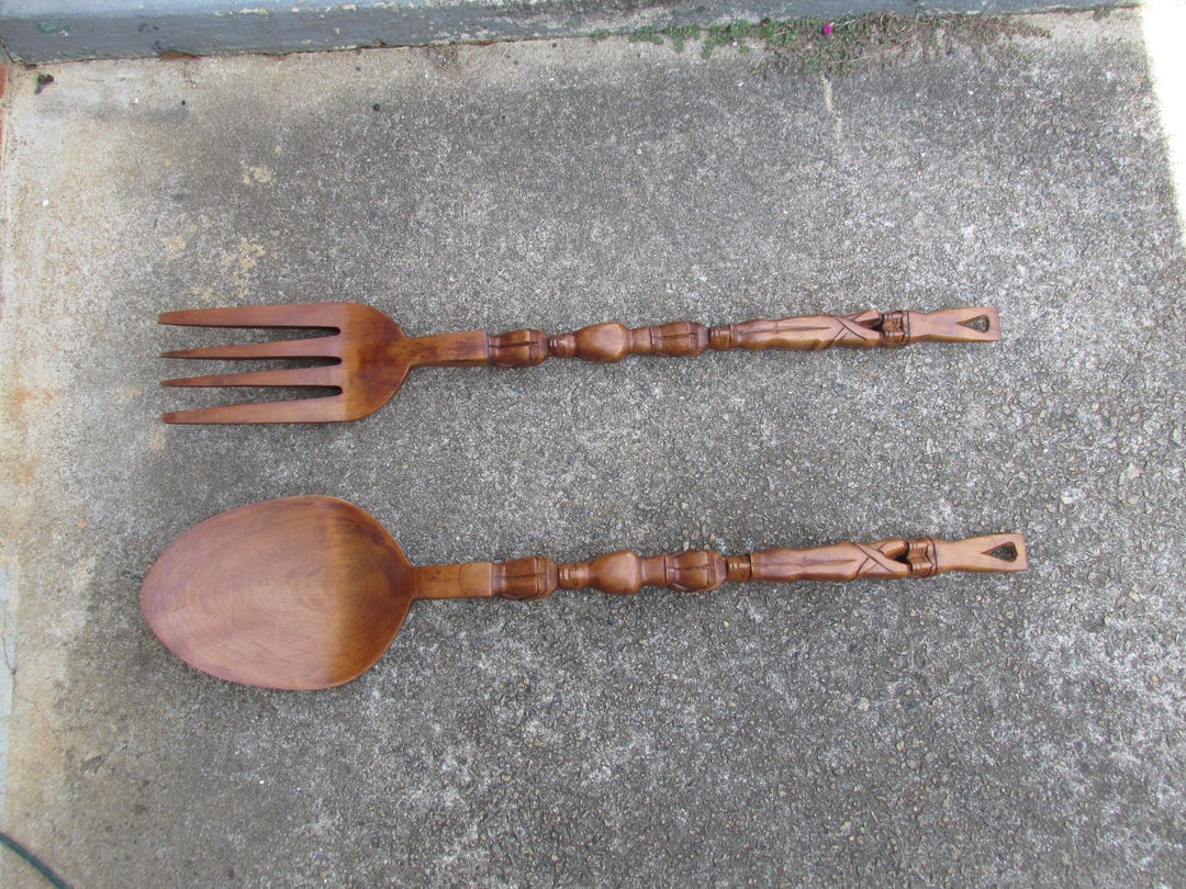 Vintage 42 Inch Extra Large Wooden Fork and Spoon Wall Art, Hanging - Etsy