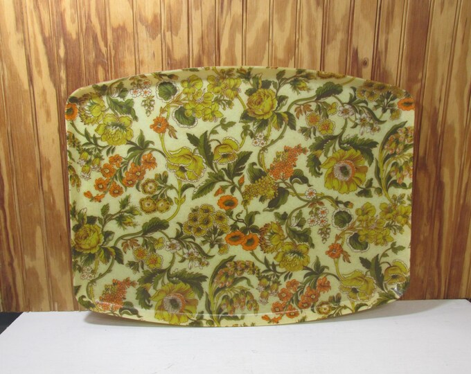 Vintage Large Fiberglass Arnold Designs Serving Tray- Retro Floral ...