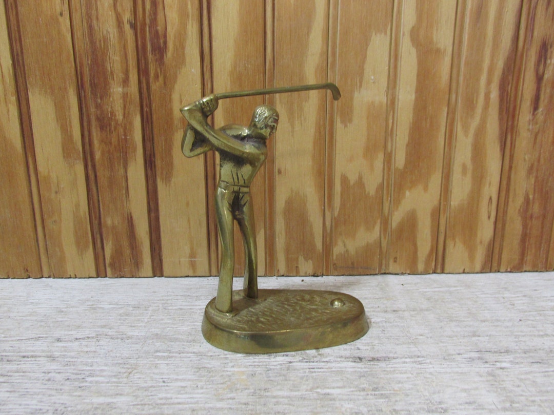 Vintage Solid Brass Golfer Figure- Statue- Golf, Gift, Player Made in ...