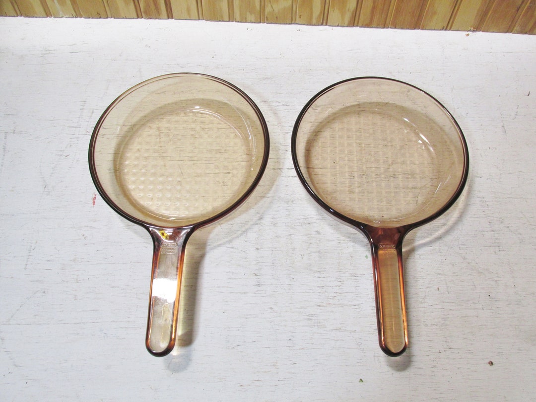 Set of 2 Vintage Pyrex Vision Ware/visions Amber 2 7 Inch Frying Pans ...