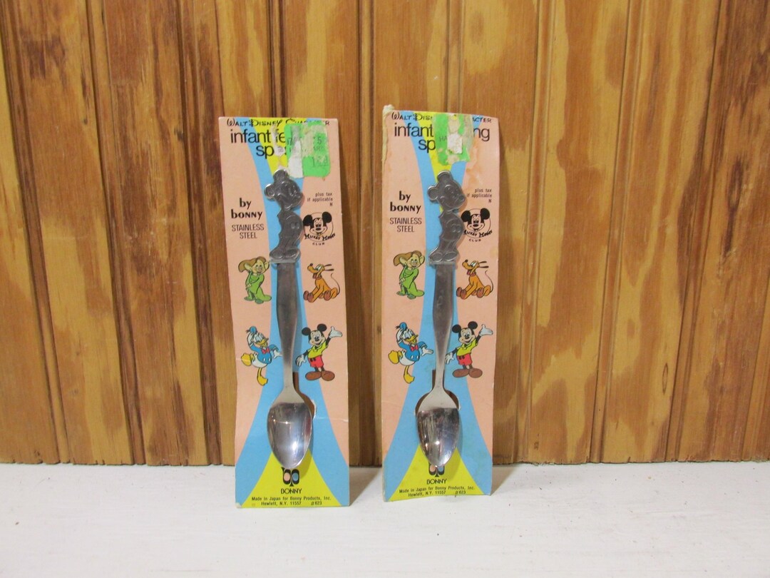 New-set of 2 Vintage Walt Disney Character Mickey Mouse Infant Feeding ...