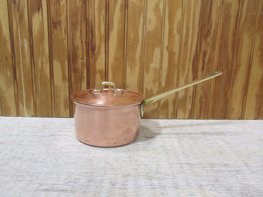 Vintage 1 Quart Solid Copper Korea Sauce Pot With Lid- Brass Handles - Etsy