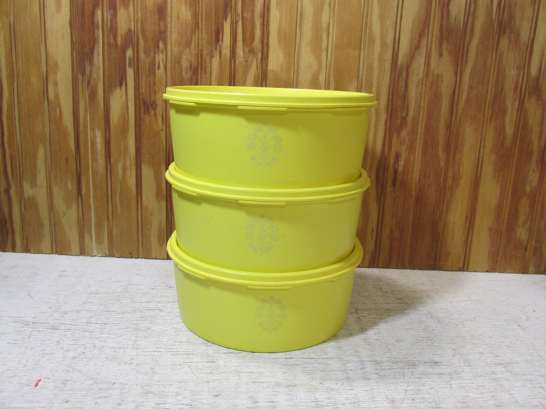 Set of 3 Vintage Yellow Tupperware Plastic Canister Set - Etsy