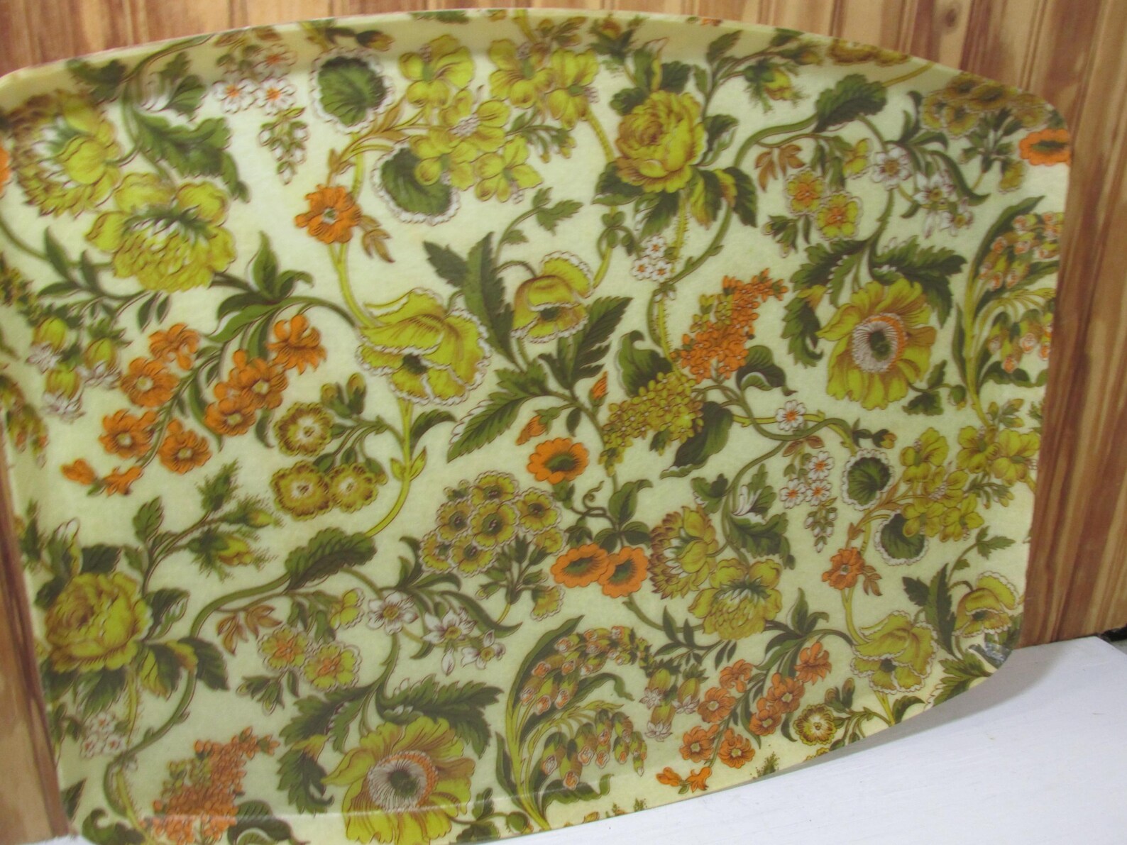 Vintage Large Fiberglass Arnold Designs Serving Tray- Retro Floral ...