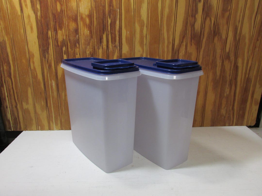 Set of 2 Tupperware Cereal Keepers- Sapphire Blue Lids- Plastic Storage ...