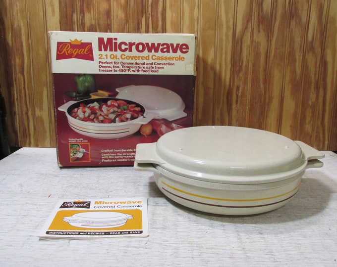 NEW- Vintage Regal Microwave 2.1 Quart Covered Casserole Dish With Lid ...
