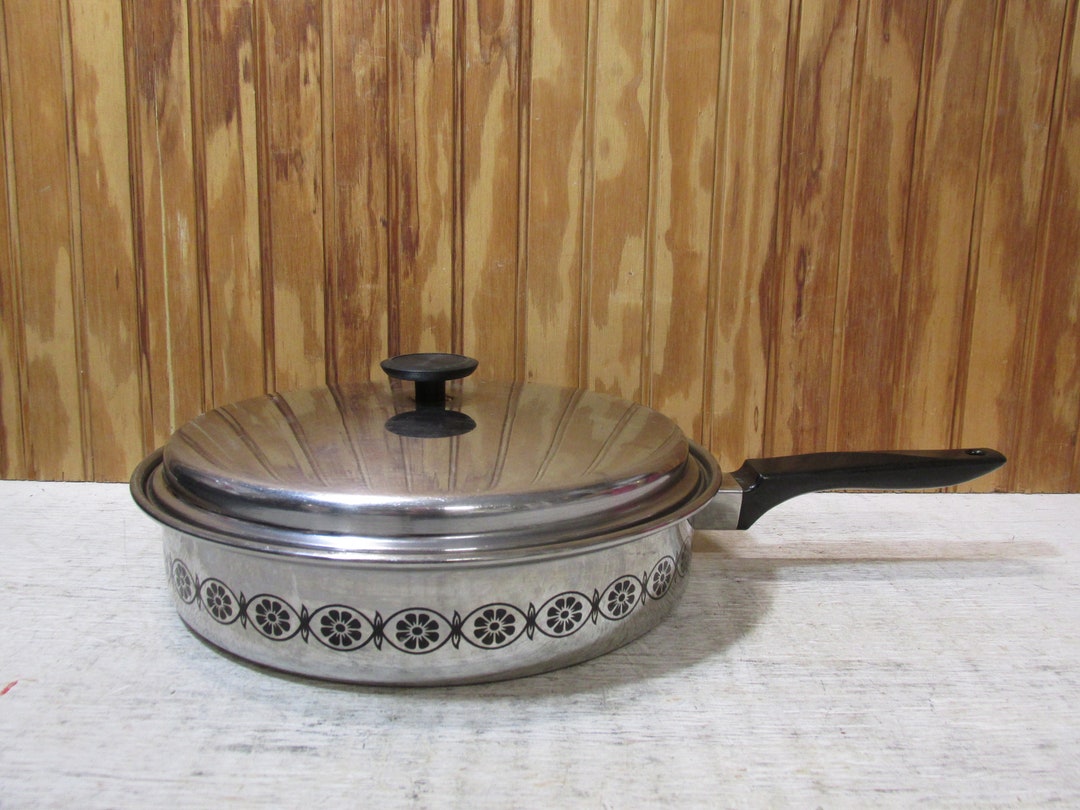 Vintage Ekco Stainless Steel 10 Inch Skillet With Floral Pattern- Daisy ...