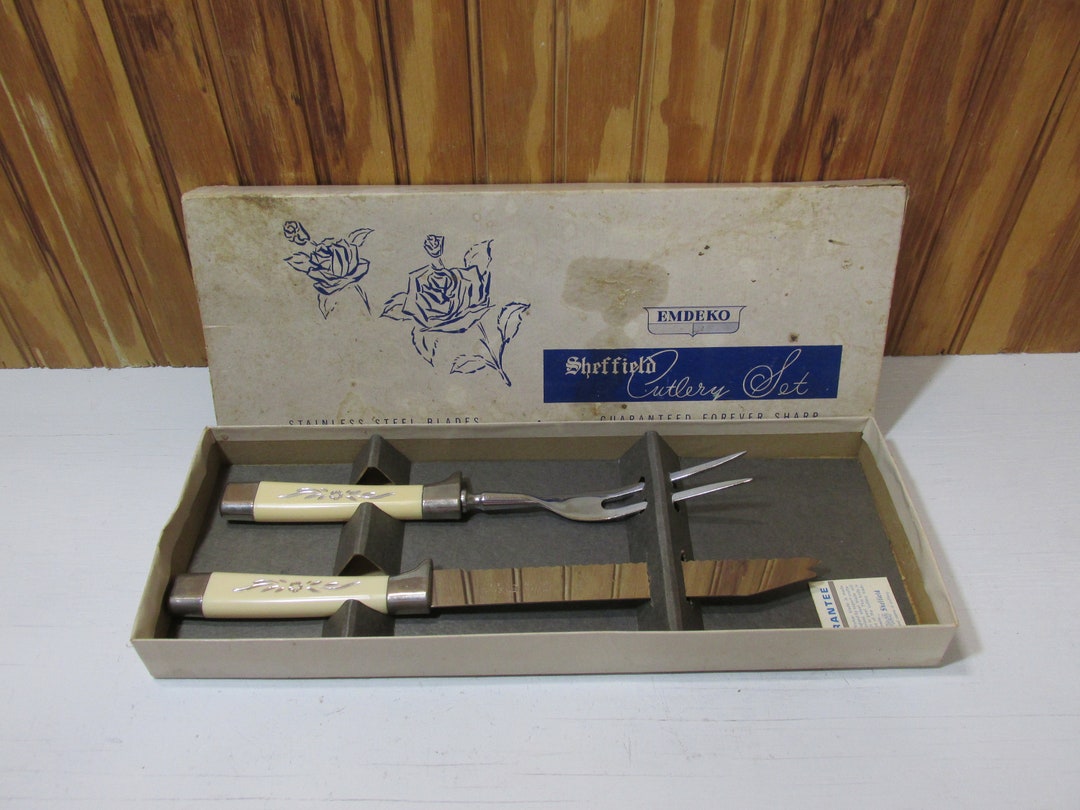 Vintage Emdeko Sheffield Cutlery Set- Meat Fork and Carving Knife- in ...