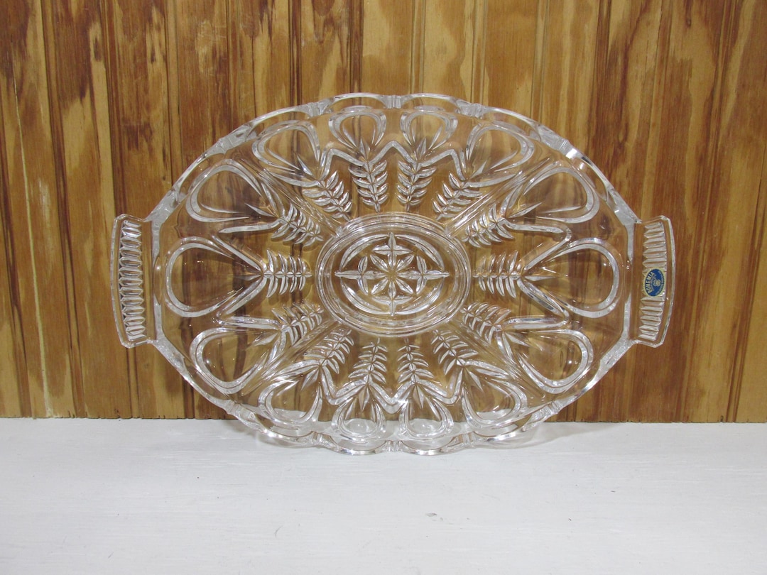 Vintage Oval Divided Bohemia Cristal Platter- Czech Republic- 24% Lead ...