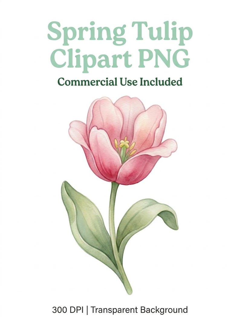 Spring Tulip PNG Clipart, Watercolor Flower Easter Clipart, Transparent ...
