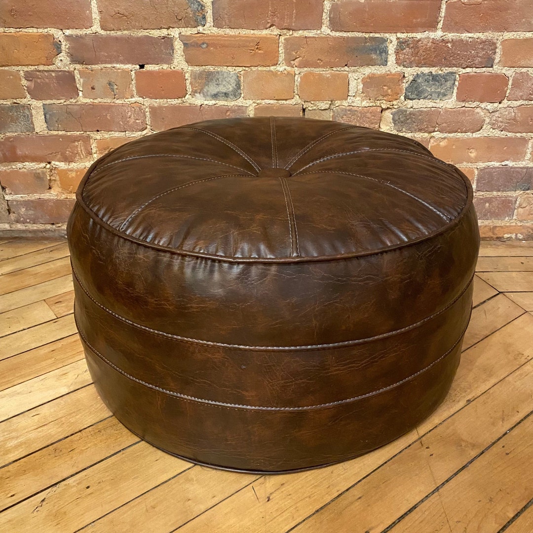 Brown Vinyl Hassock - Etsy