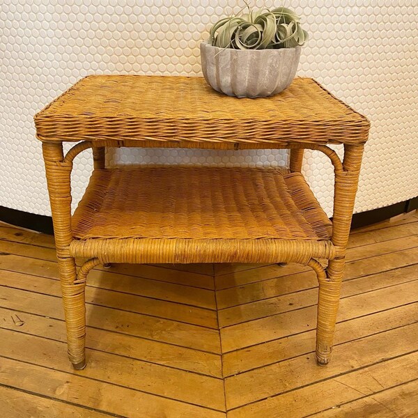 Wicker Side Table - Etsy
