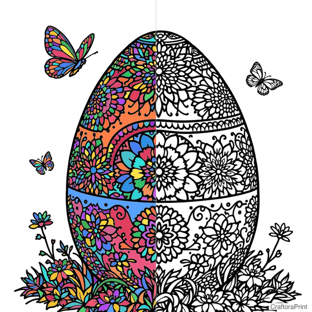Easter Egg Coloring Page | Floral Spring Design (digital Download) - Etsy
