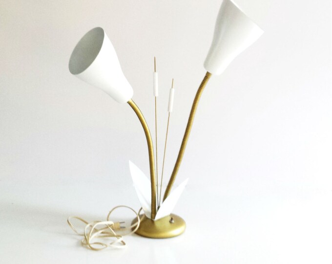 RARE Laurel Cattail Lamp / Gooseneck Lamp / Mid Century Modern Lamp ...