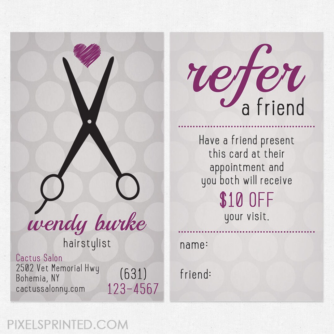Hairstylist or Hair Salon Referral Cards - Color Both Sides - FREE UPS ...