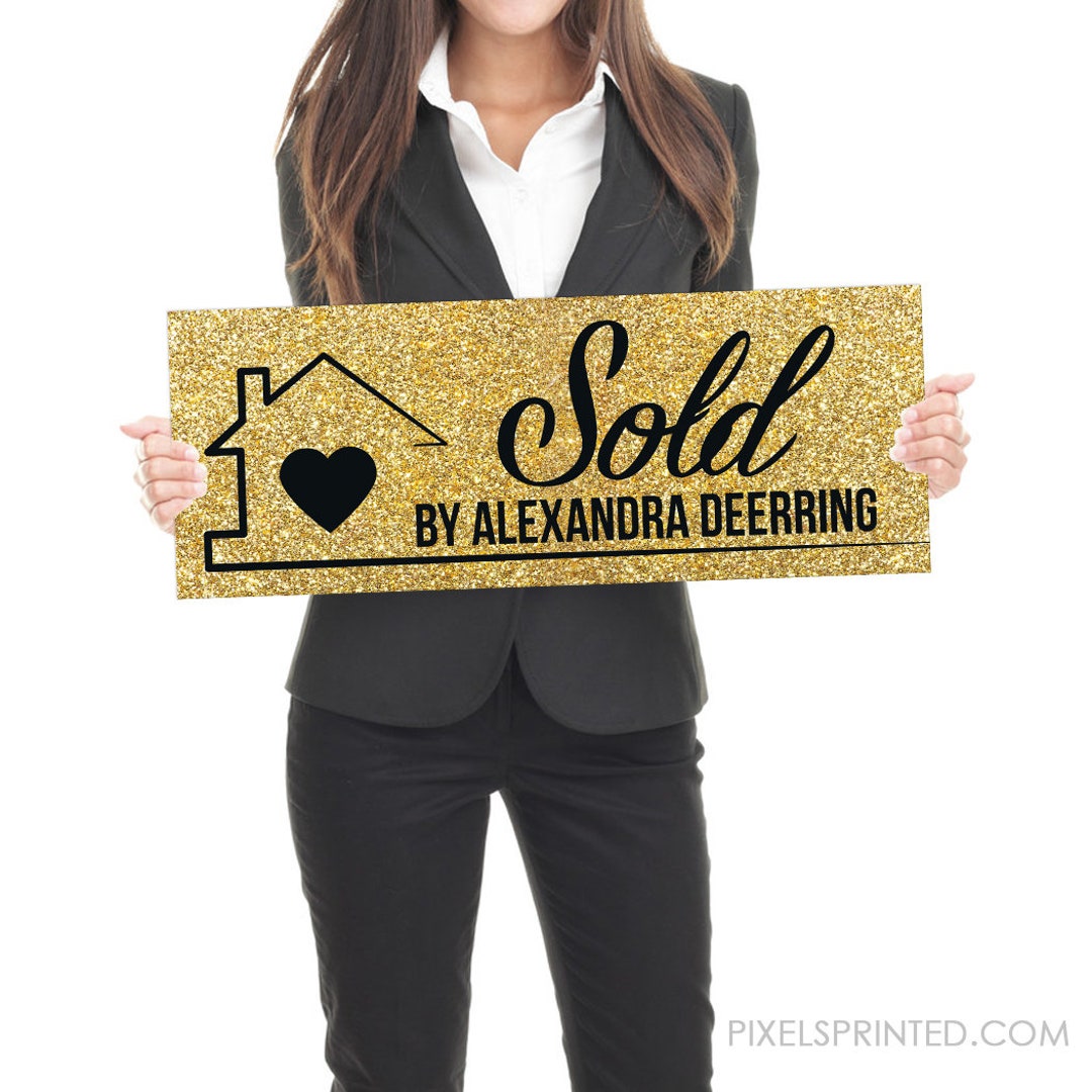 Printed Sold by Sign, Custom Realtor Sold by Prop 9x24 Different Design ...