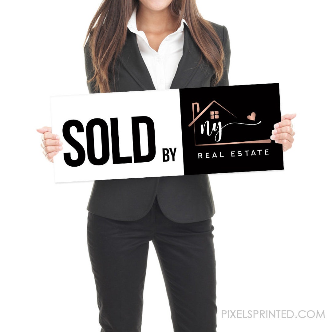 Custom Realtor Sold by Sign With Logo: Double-sided 9"x24" Prop - Etsy