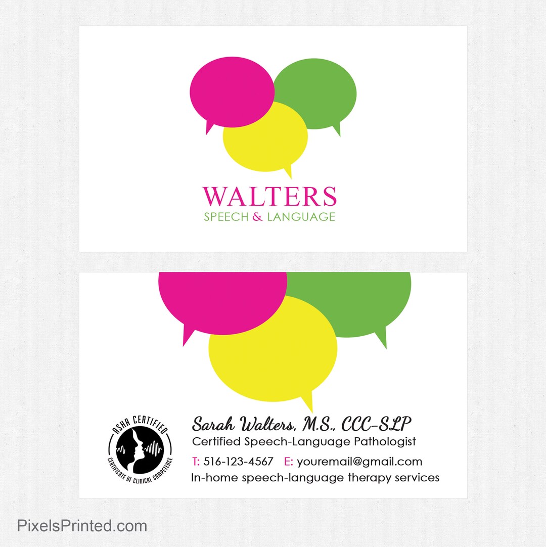 Printed SLP Speech Language Pathologist Business Cards - Thick - Glossy ...