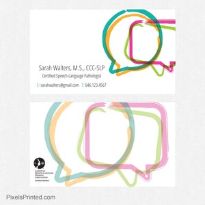 Speech Language Pathologist Business Cards - Color Both Sides - Glossy ...