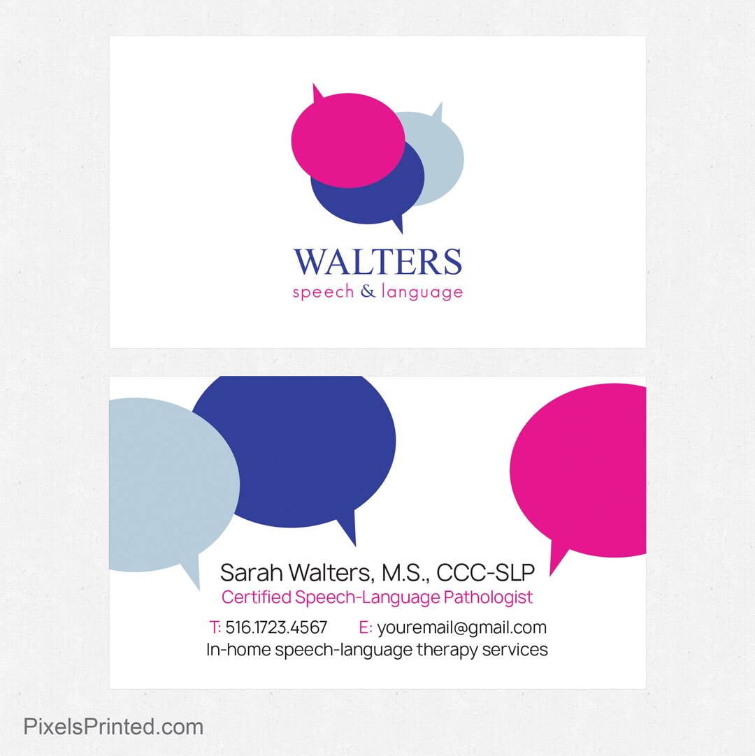 Printed SLP Speech Language Pathologist Business Cards - Thick - Glossy or Matte - Color Both ...