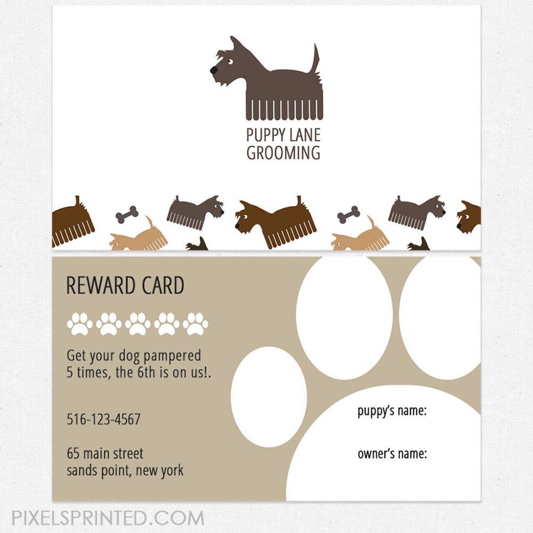Dog Grooming Loyalty Cards: 2"x3.5", Double Sided - Etsy