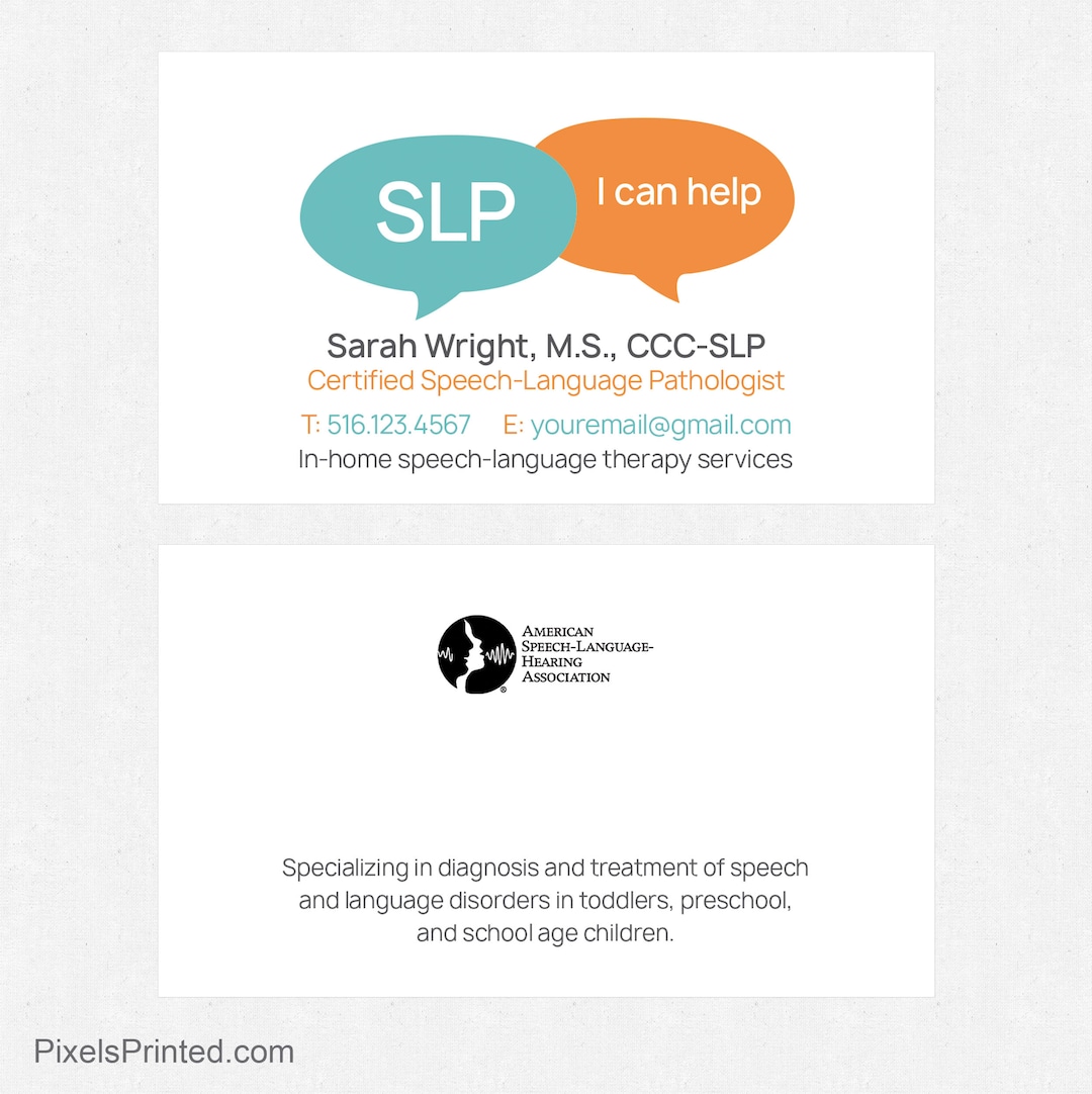 Printed SLP Speech Language Pathologist Business Cards Thick - Etsy