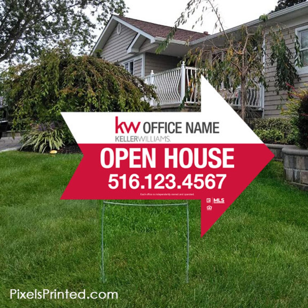 Printed Keller Williams Arrow Shaped Yard Sign, for Sale Sign, Open ...