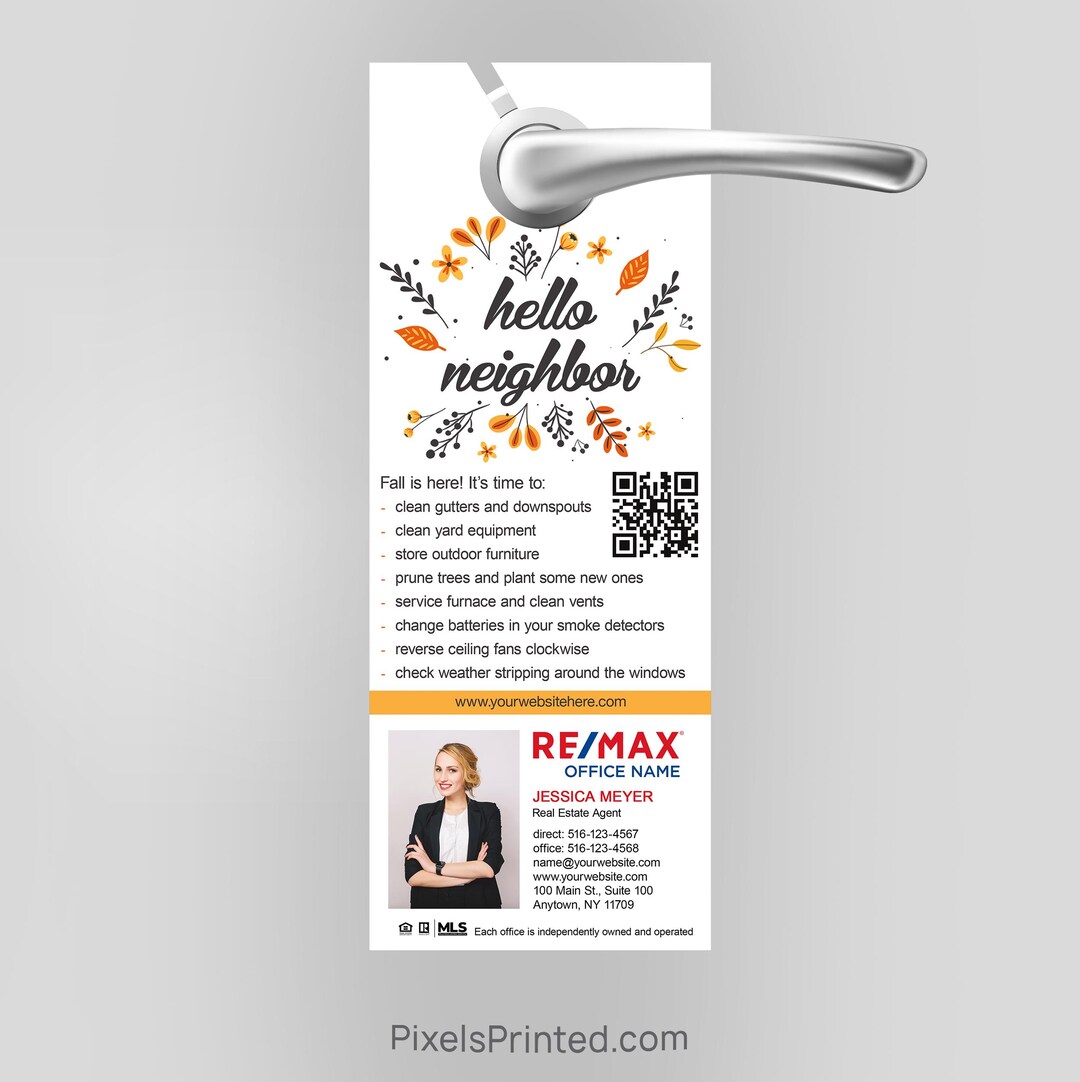 Printed REMAX Fall Thanksgiving Door Hangers: Real Estate Autumn ...