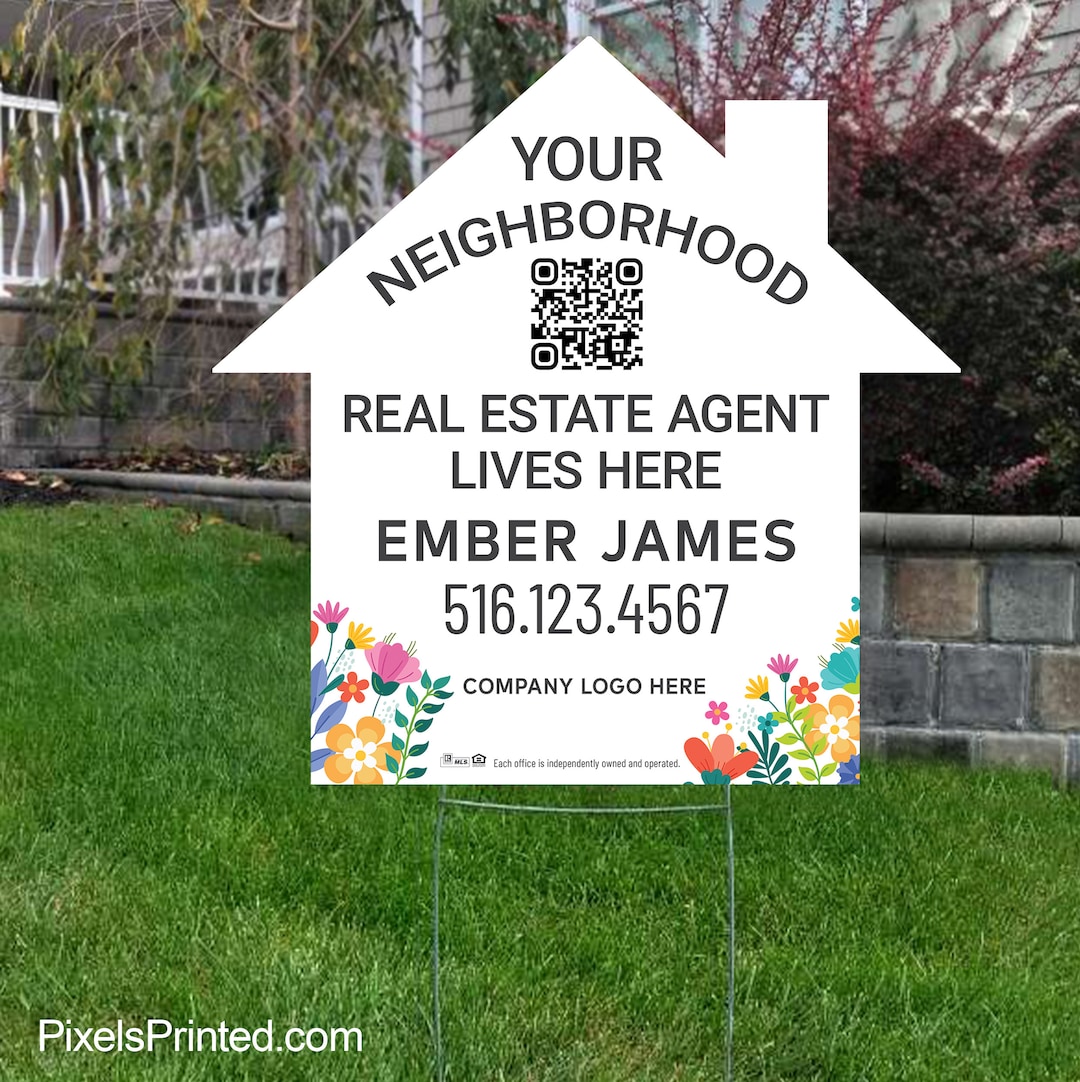 Printed Your Neighborhood Real Estate Agent House Shaped Yard Sign - 23 ...