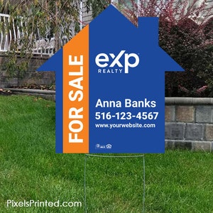 Printed EXP Realty Yard Sign, House Shaped Real Estate Sign 23 X 23 EXP ...