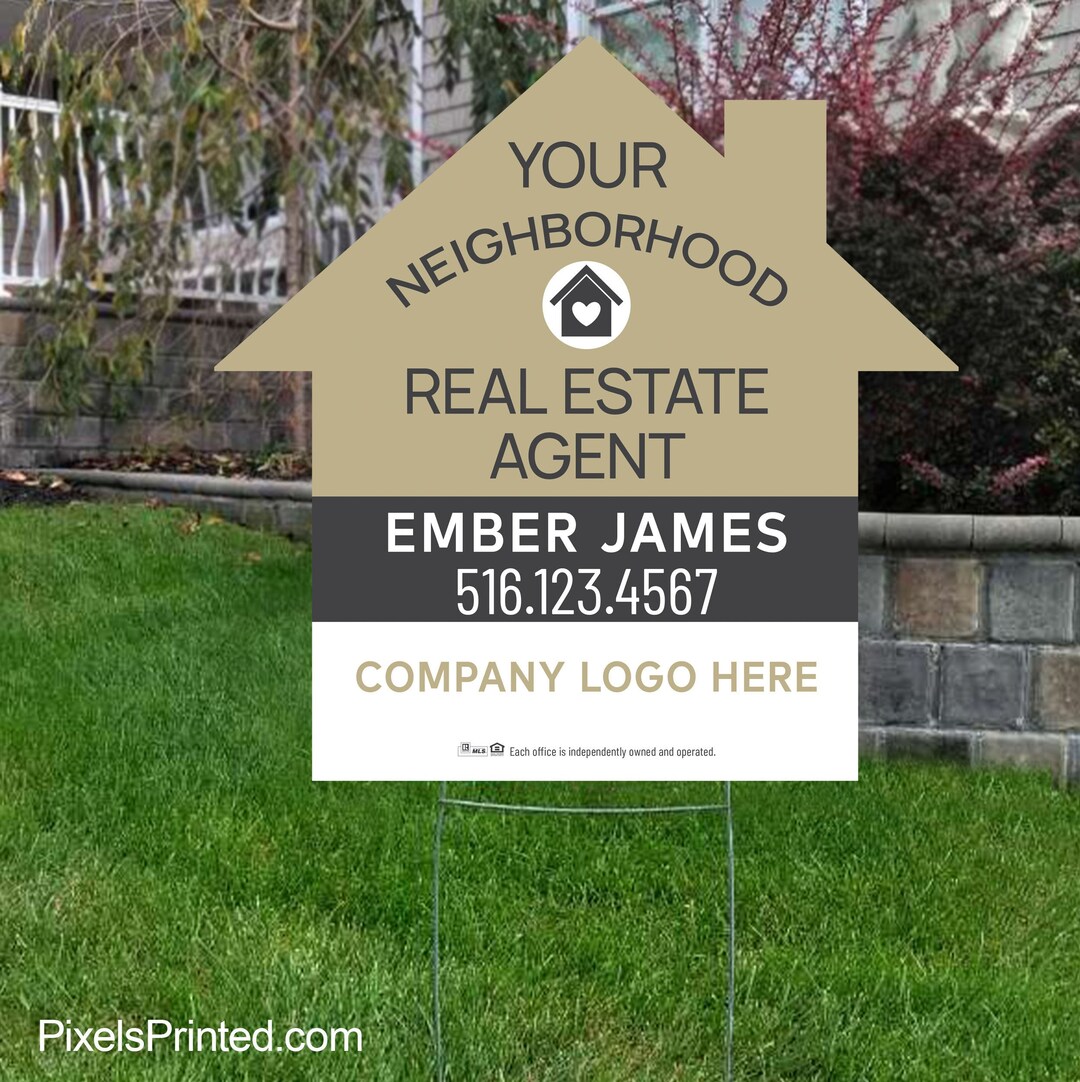 Printed Your Neighborhood Real Estate Agent House Shaped Yard Sign - 23 ...