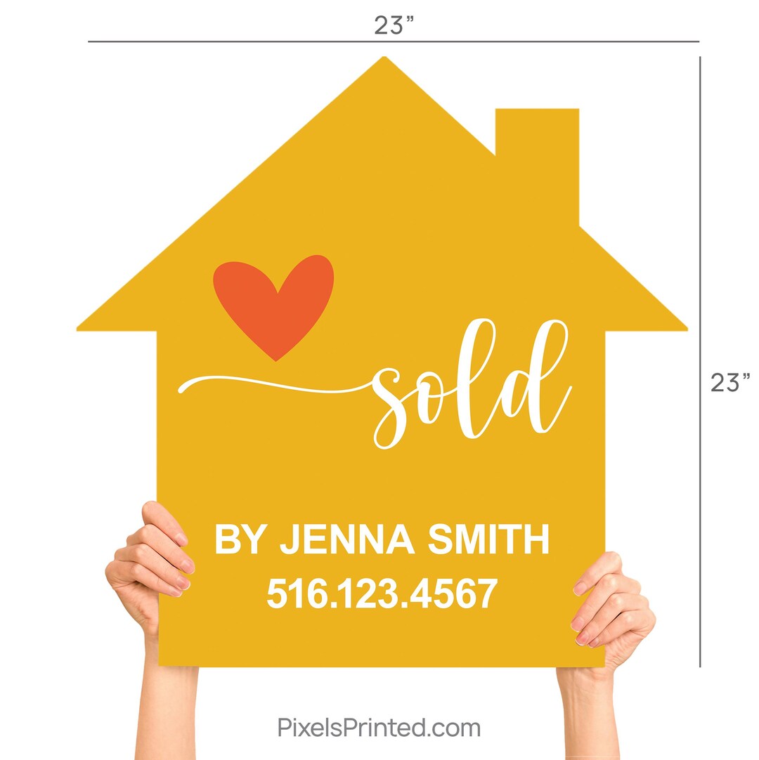 Custom Realtor Sold Sign: Double-sided House Shaped Social Real Estate ...
