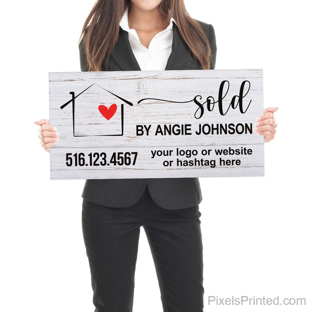 Custom Realtor Sold by Sign: Double-sided 12"x24" Prop - Etsy