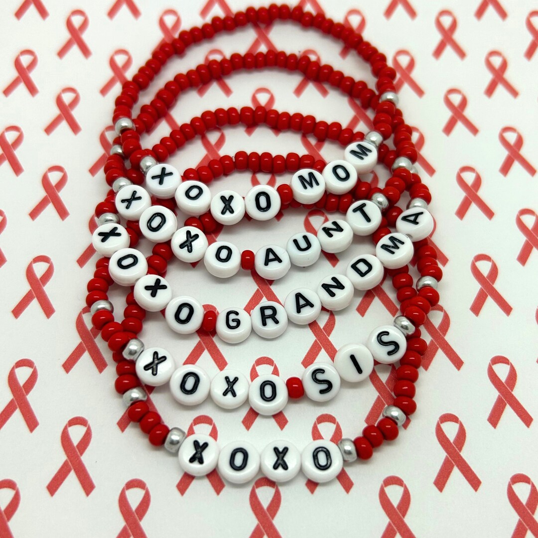 1-5-10-15 Red Heart Health Awareness Bracelet, Heart Donor Awareness ...