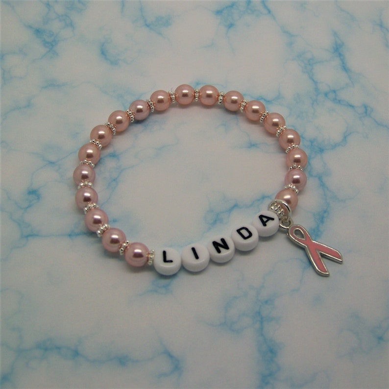 Pink Breast Cancer Awareness Bracelet With Ribbon Charm - Etsy