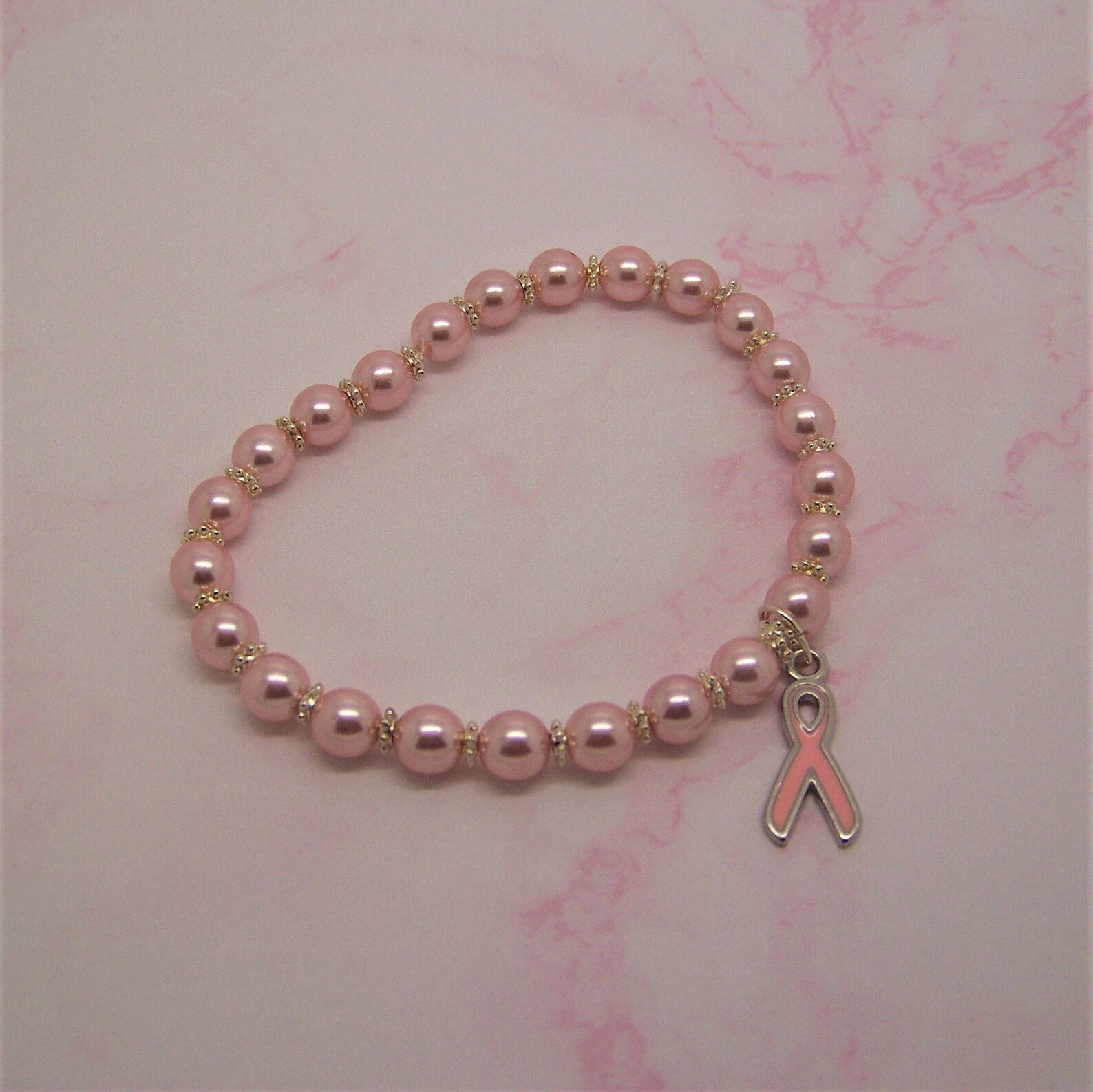 Pink Breast Cancer Awareness Bracelet With Ribbon Charm - Etsy