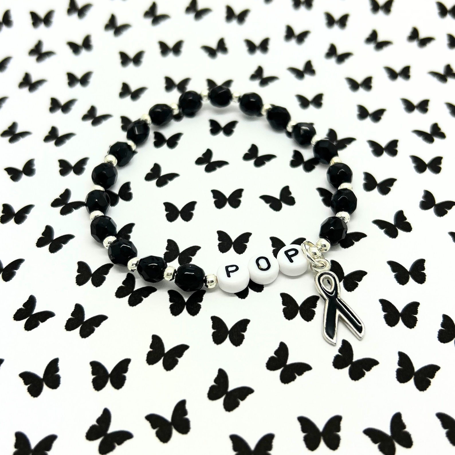 Melanoma Skin Cancer Awareness Black Silver Ribbon Charm - Etsy