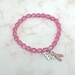 Pink Breast Cancer Awareness Bracelet With Ribbon Charm, Personalized ...