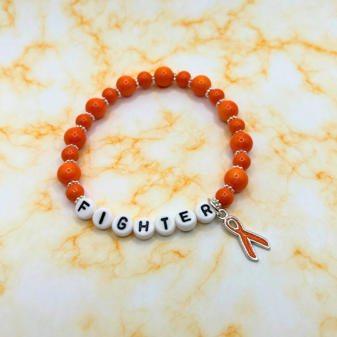 MS Awareness Bracelet, Orange Leukemia Awareness Bracelet With Ribbon ...