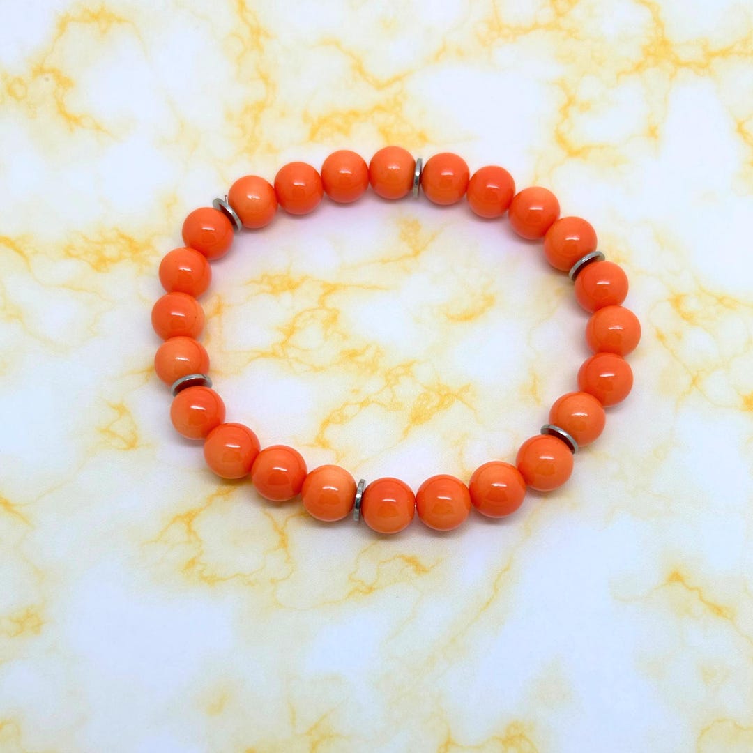 Unisex Orange Leukemia Awareness Bracelet | Czech Glass Beaded Jewelry ...