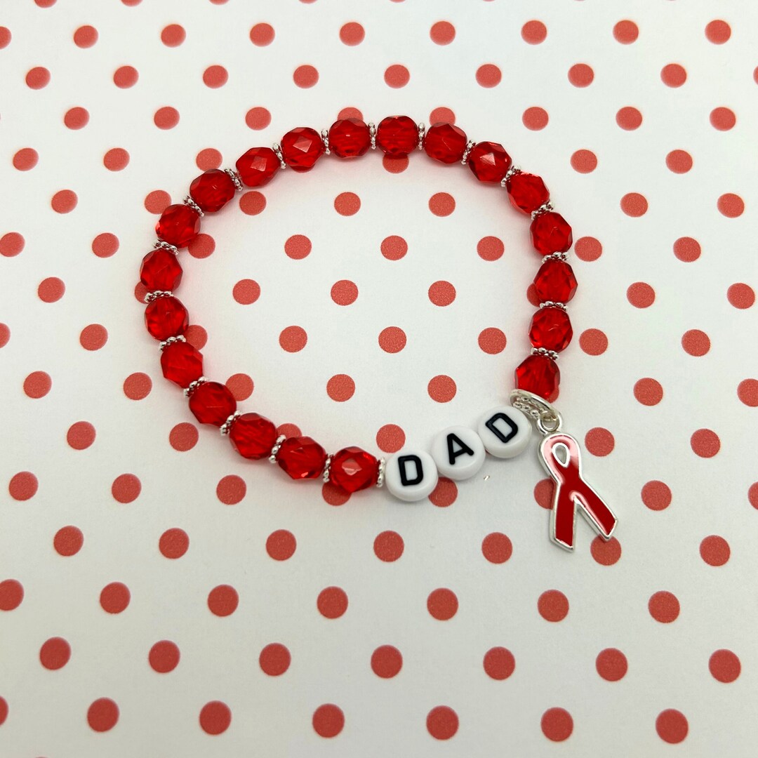 Red Heart Disease and ALS Awareness Bracelet With Ribbon Charm ALS Awareness Personalized Jewelry Go Red Show Your Support Etsy